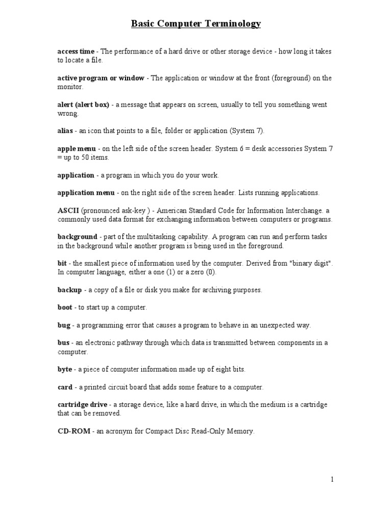 Basic Computer Terminology | PDF | Computer File | Computer Data Storage