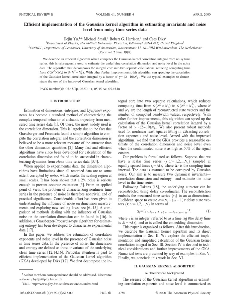 Efficient Implementation Of The Gaussian Kernel Algorithm In Estimating