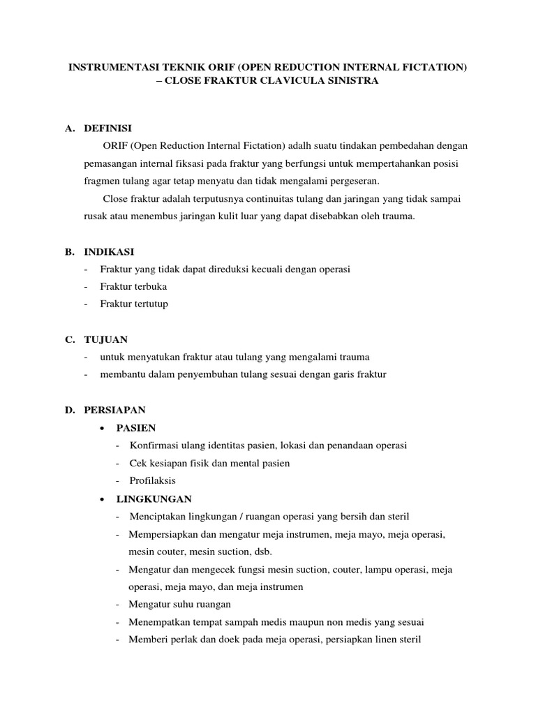 Instrumentasi Orif - Close Fraktur | PDF | Griya & Taman