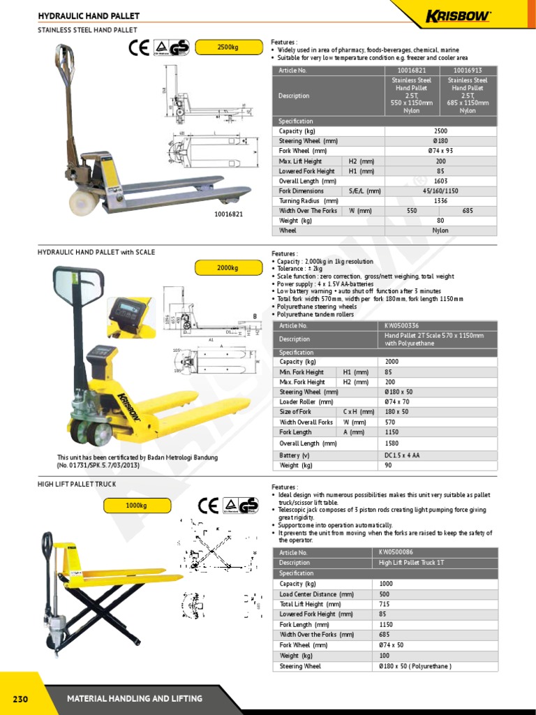 Stainless Steel Hand Pallet: Material Handling and Lifting | PDF ...