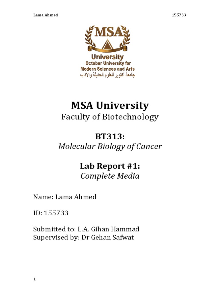 MSA University: Faculty of Biotechnology | PDF