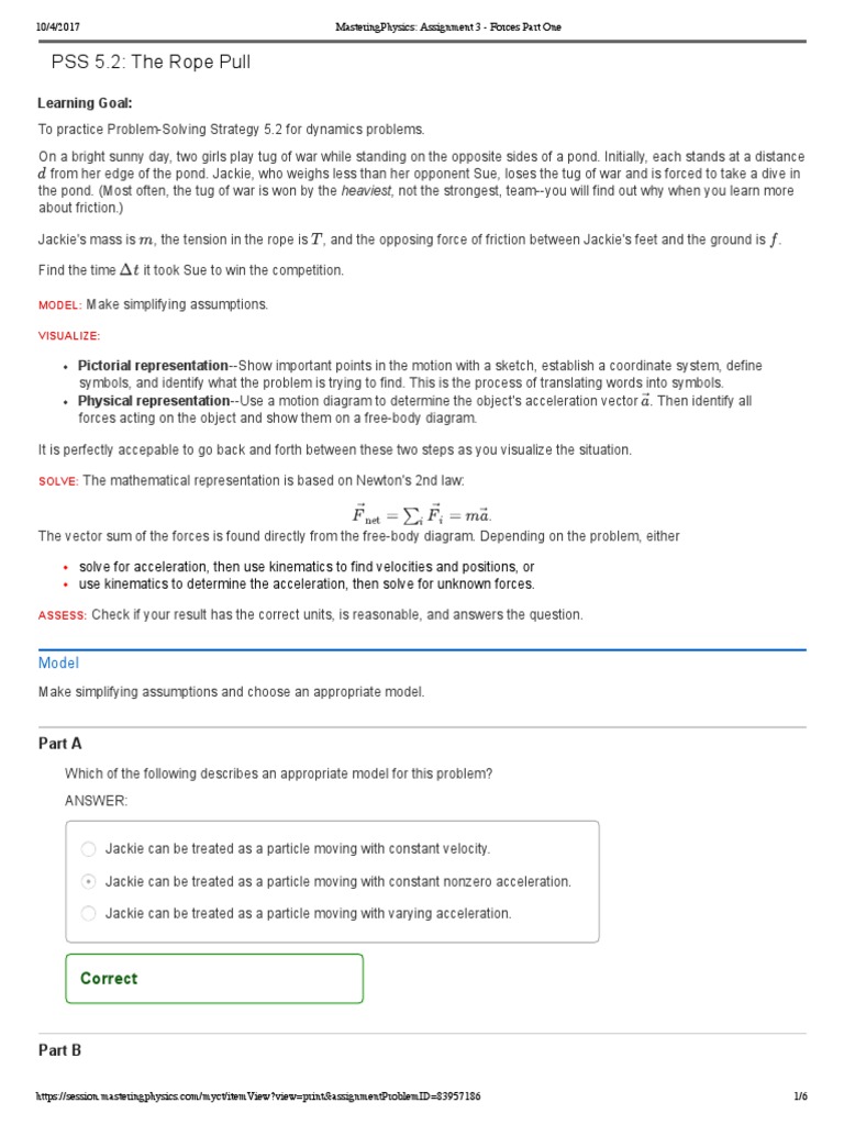 MasteringPhysics - Assignment 5 - Forces Part One | PDF | Acceleration | Force