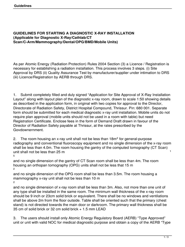 X-Ray Installation Guidelines | PDF | Radiology | Ct Scan