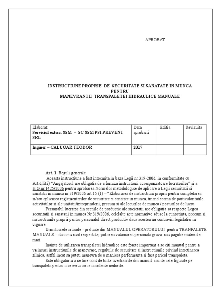 IPSSM Transpalete Hidraulice | PDF