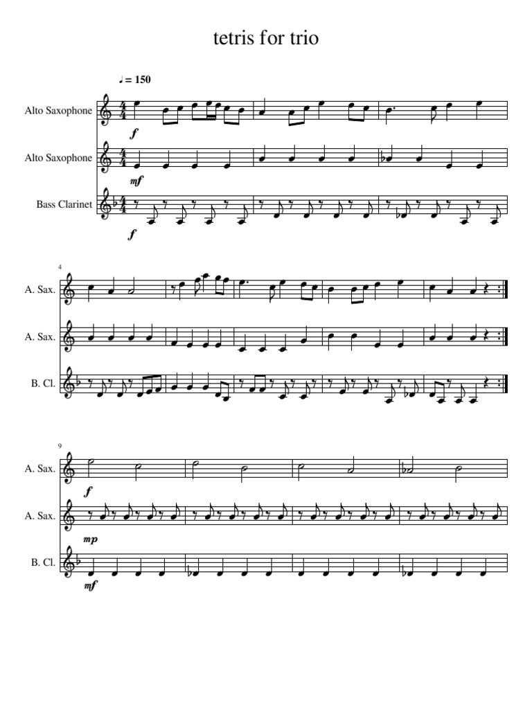 Tetris For Trio | PDF | Saxophone | Elementary Organology