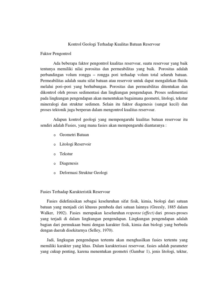 Kontrol Geologi Terhadap Kualitas Batuan Reservoar | PDF