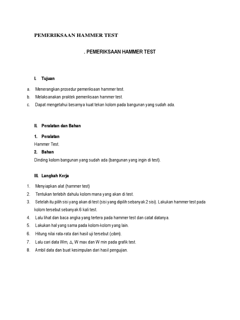 Pemeriksaan Hammer Test | PDF | Teknologi & Rekayasa