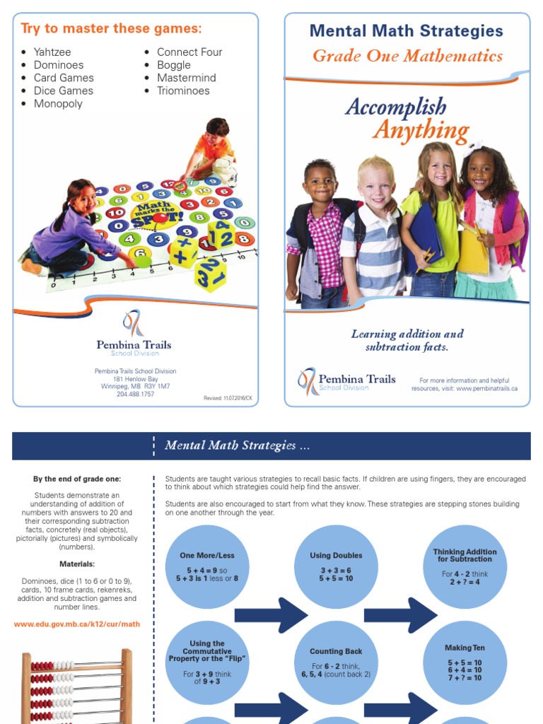 Grade 1 Mental Math Strategies 2016 | Download Free PDF | Educational ...