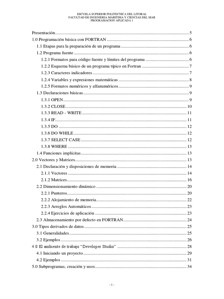 Guía de Programación en Fortran | PDF | Estructura de datos de matriz | Programa de computadora