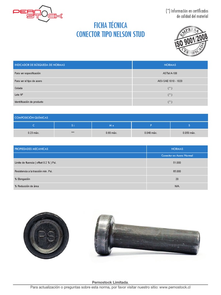 Losacero Perno - Tipo - Nelson | PDF