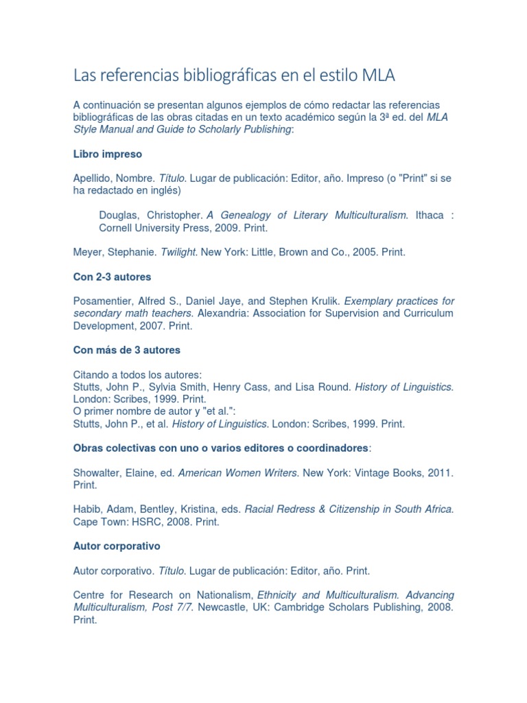 Referencias MLA Libro | PDF