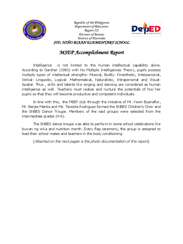 MSEP Accomplishment Report | PDF