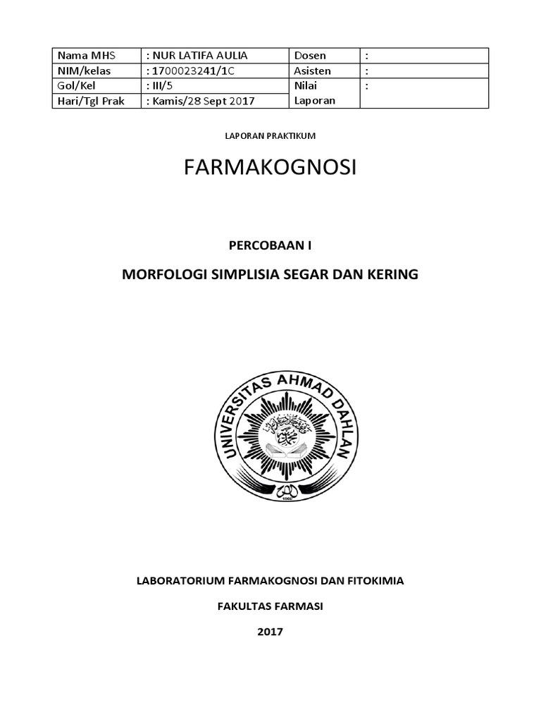 Farmakognosi: Morfologi Simplisia Segar Dan Kering | PDF