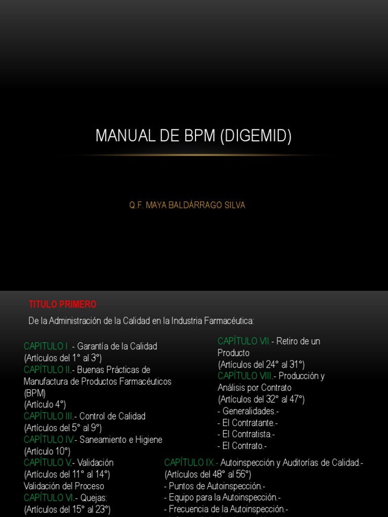 Manual de BPM (Digemid) | PDF | Esterilización (Microbiología) | Calidad (comercial)