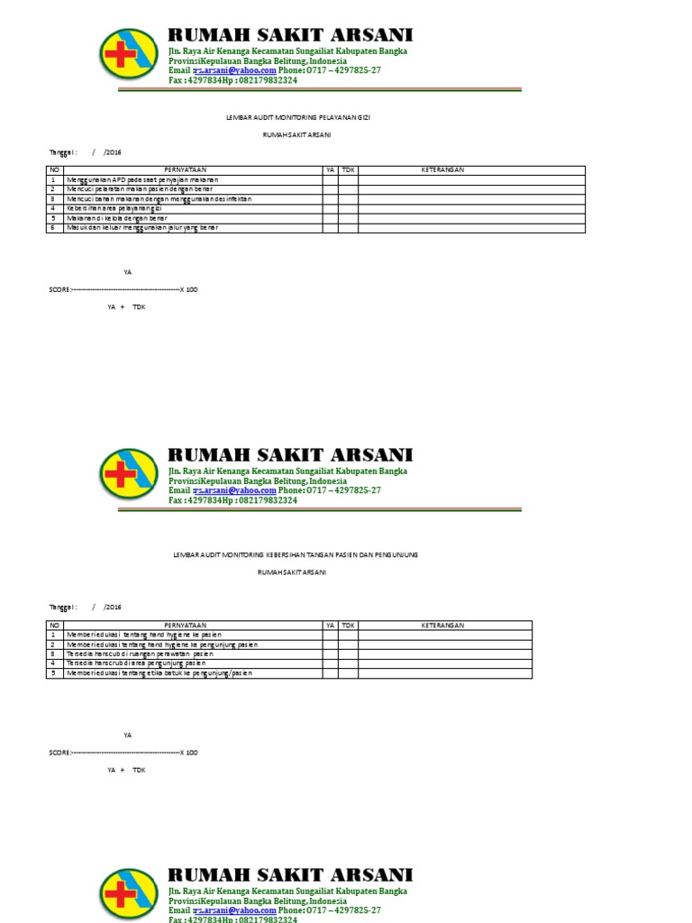 Lembar Audit Monitoring Pelayanan Gizi | PDF