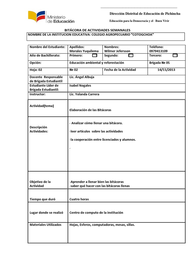 Bitacora Escolar | PDF | Compartir | Cognición