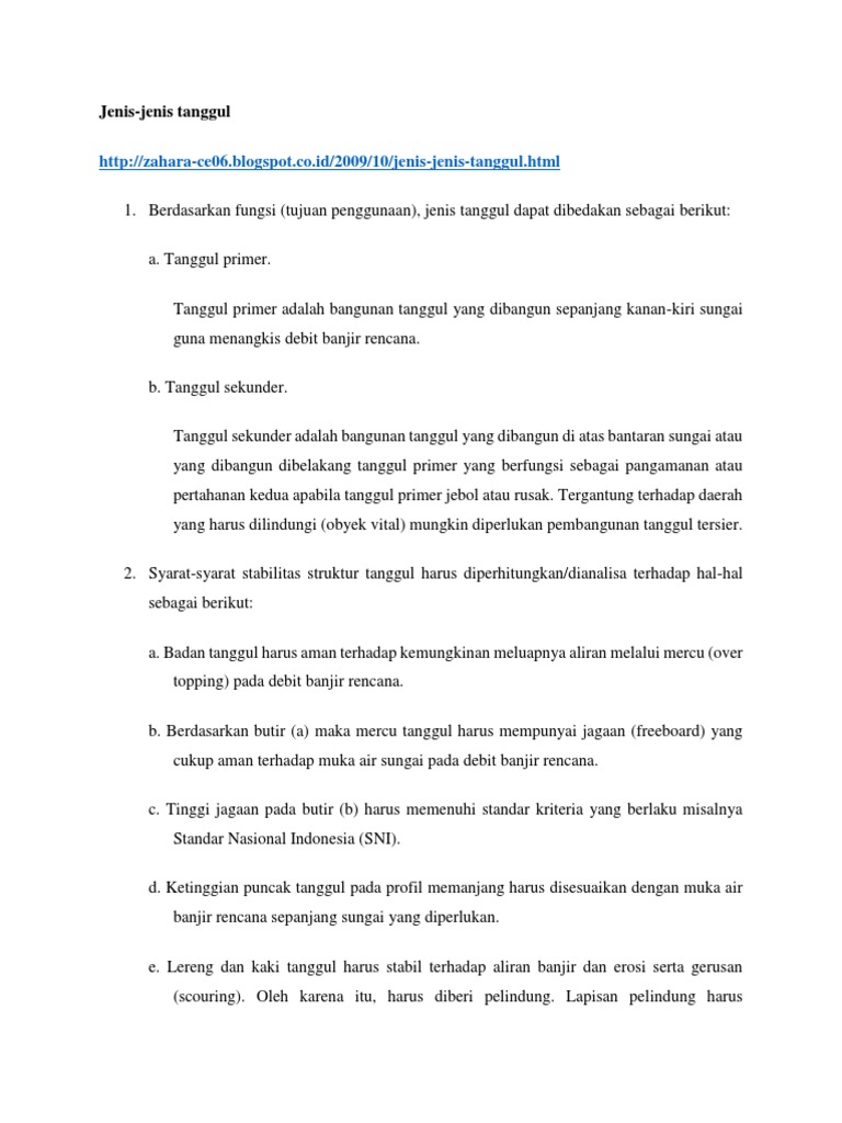 Jenis dan Fungsi Tanggul Sungai | PDF