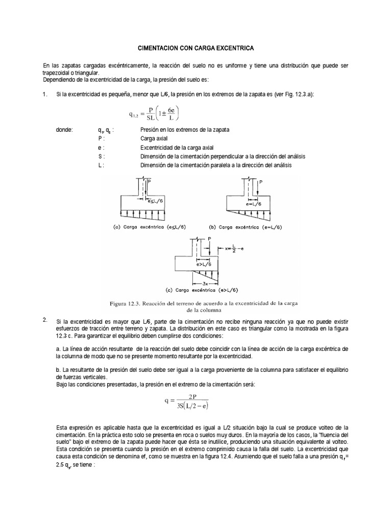 Carga Excentrica | PDF | Fundación (Ingeniería) | Presión