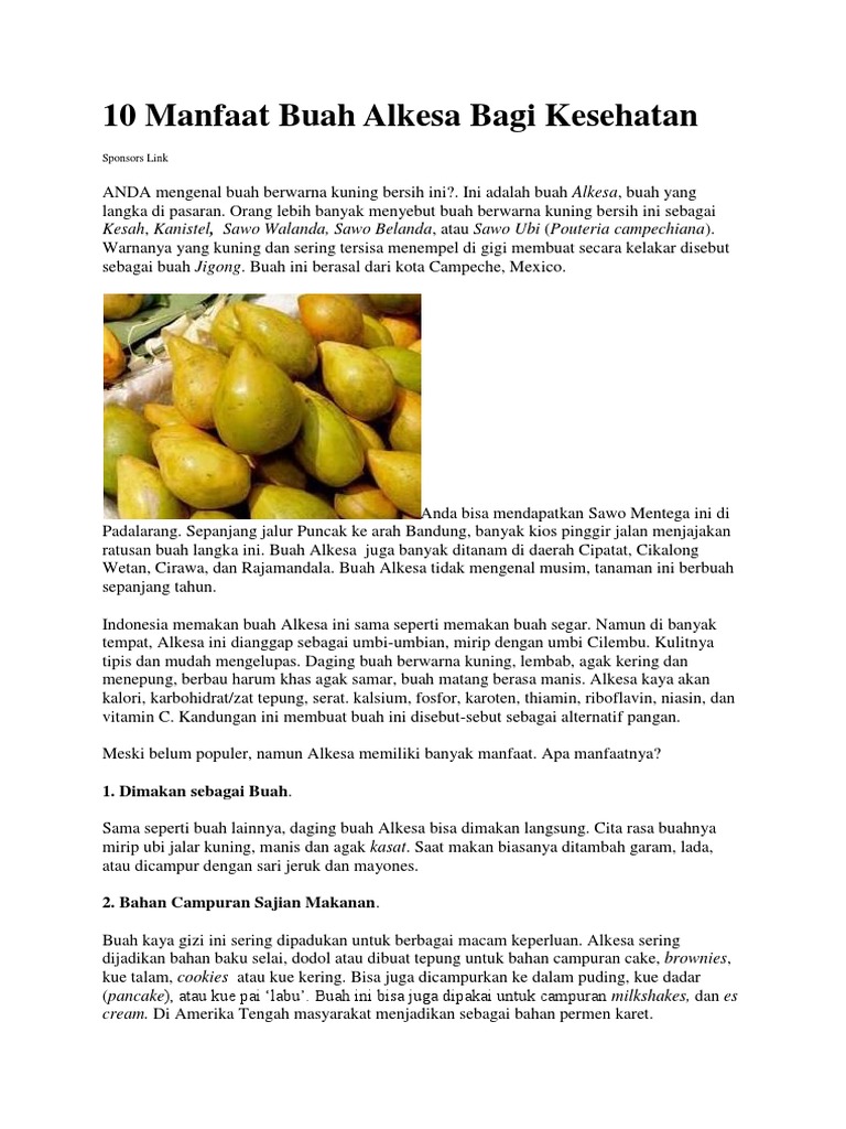 10 Manfaat Buah Alkesa Bagi Kesehatan | PDF