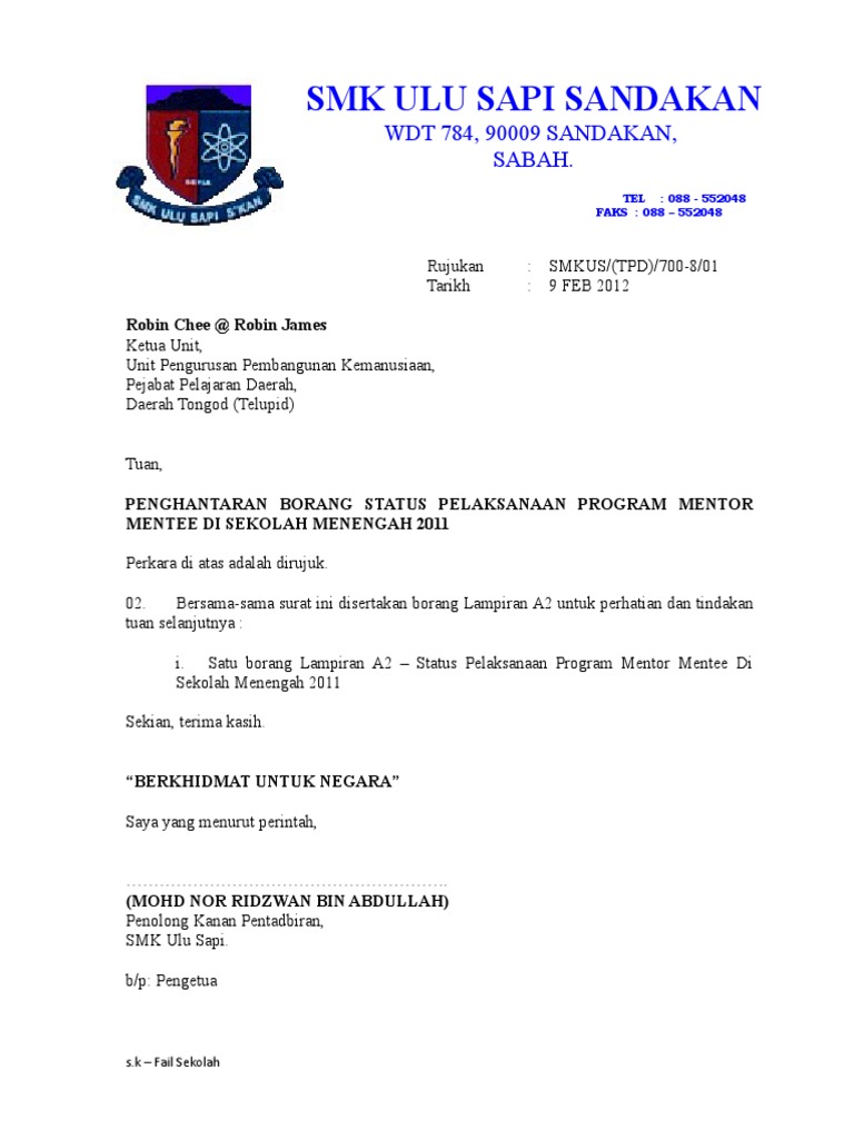 Surat Iringan Mentor Mentee | PDF