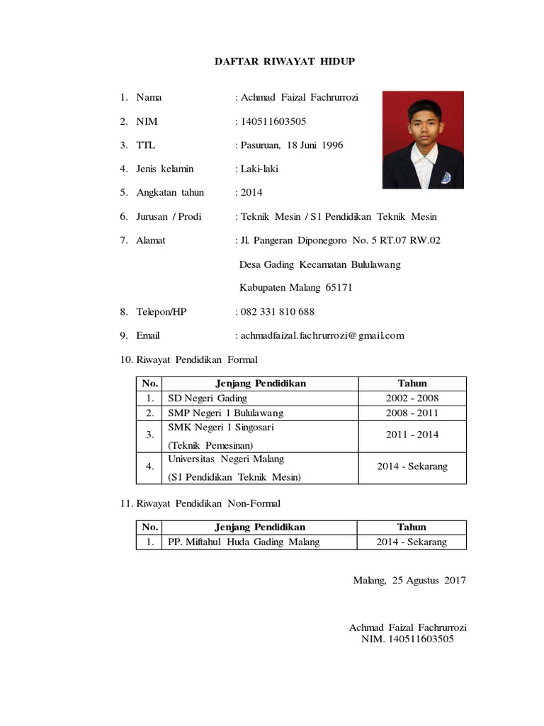 Daftar Riwayat Hidup | PDF