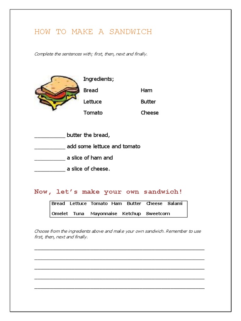 How To Make A Sandwich Firstthennext | PDF