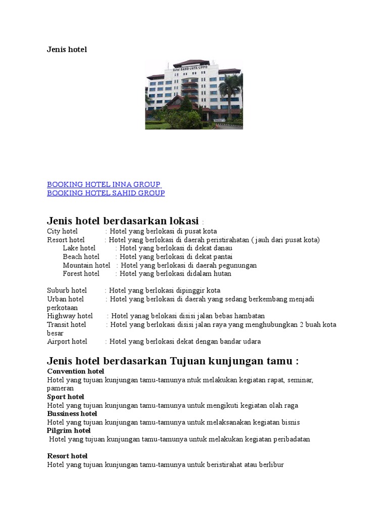 Jenis Hotel | PDF