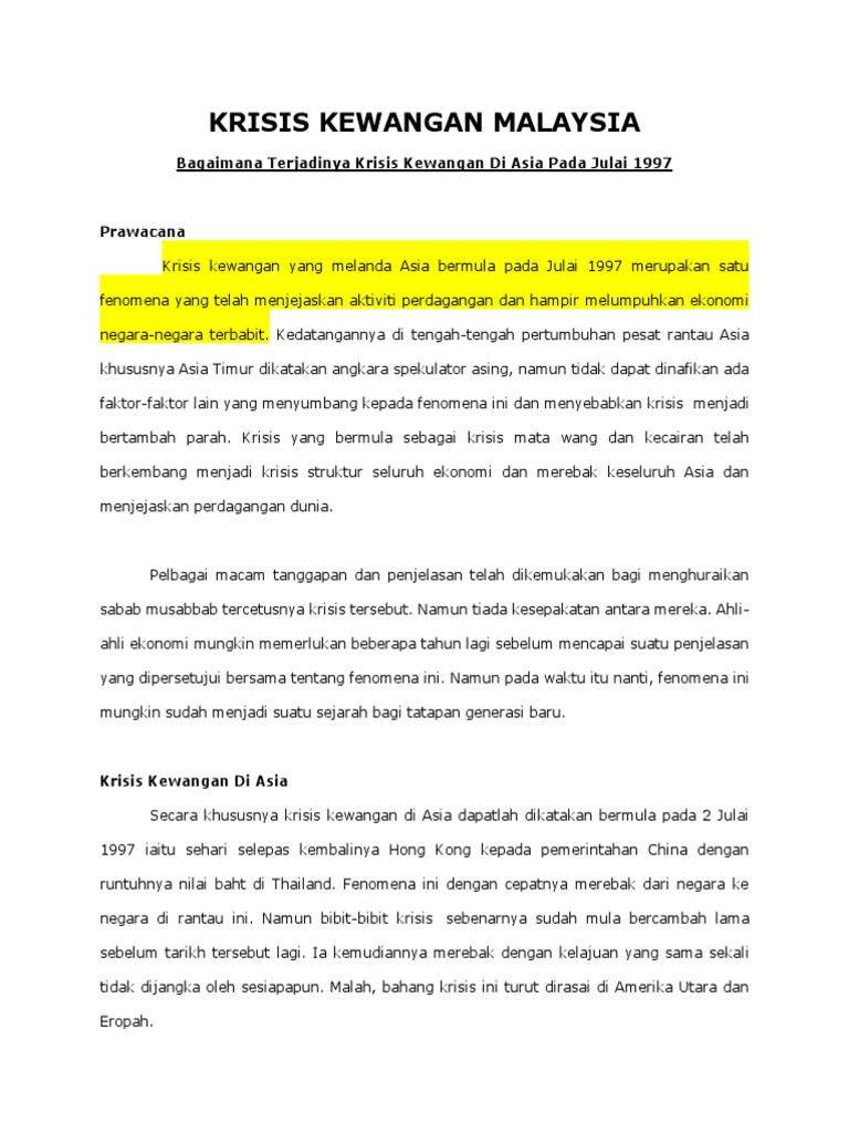 Krisis Kewangan Malaysia | PDF