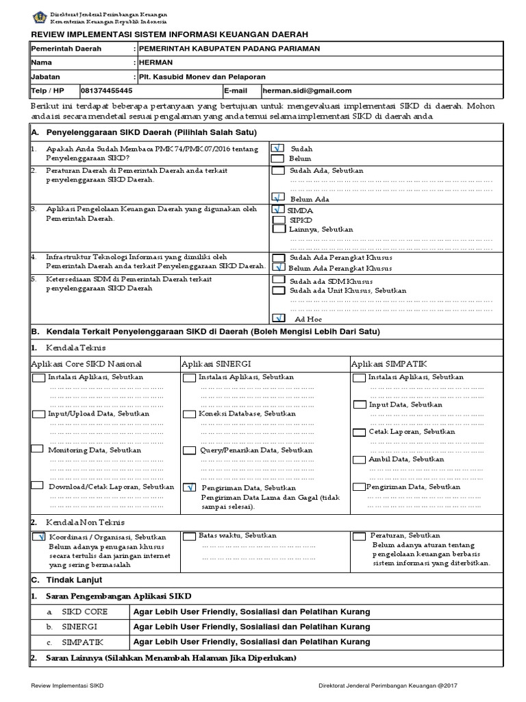 EVALUATING SIKD IMPLEMENTATION IN PADANG PARIAMAN DISTRICT | PDF
