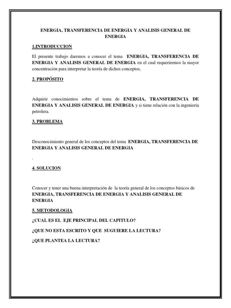 Energia, Transferencia de Energia y Analisis General de Energia | PDF ...
