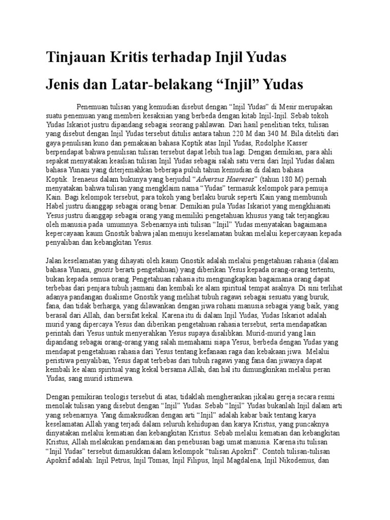 "Injil Yudas: Perspektif Gnostik" | PDF | Ilmu Sosial | Agama ...