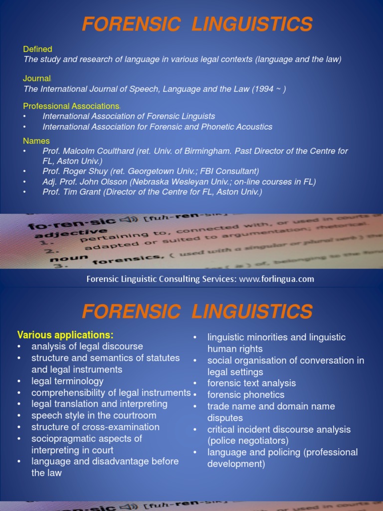 Forensic Linguistics Presentation | Forensic Science | Linguistics