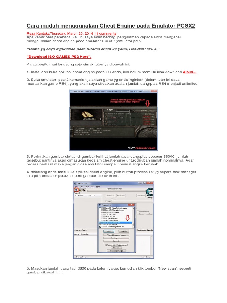 Cara Mudah Menggunakan Cheat Engine Pada Emulator PCSX2 | PDF