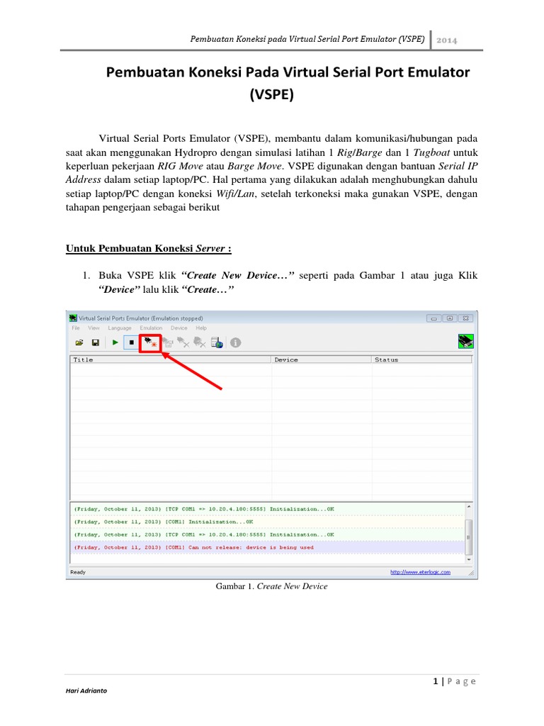 Pembuatan Koneksi Pada Virtual Serial Port Emulator (VSPE) | PDF Pembuatan Koneksi Pada Virtual Serial Port Emulator (VSPE) | PDF