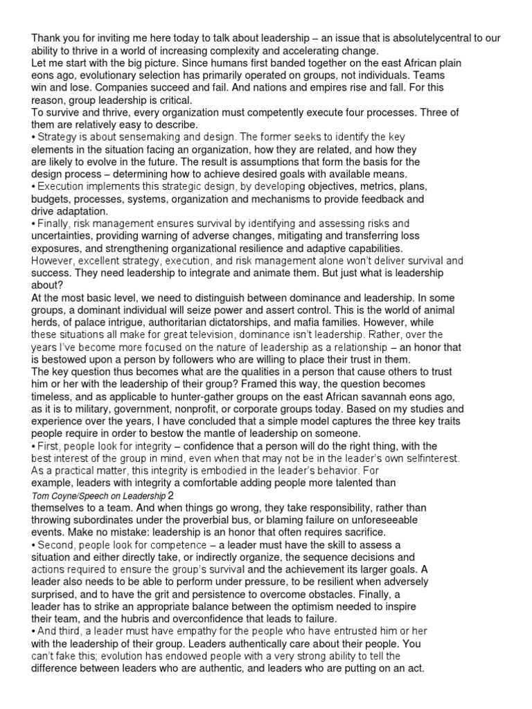 Speech | Leadership | Leadership & Mentoring