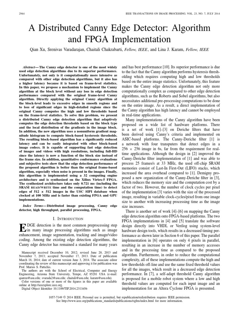 A Distributed Canny Edge Detector Algorithm and FPGA Implementation ...
