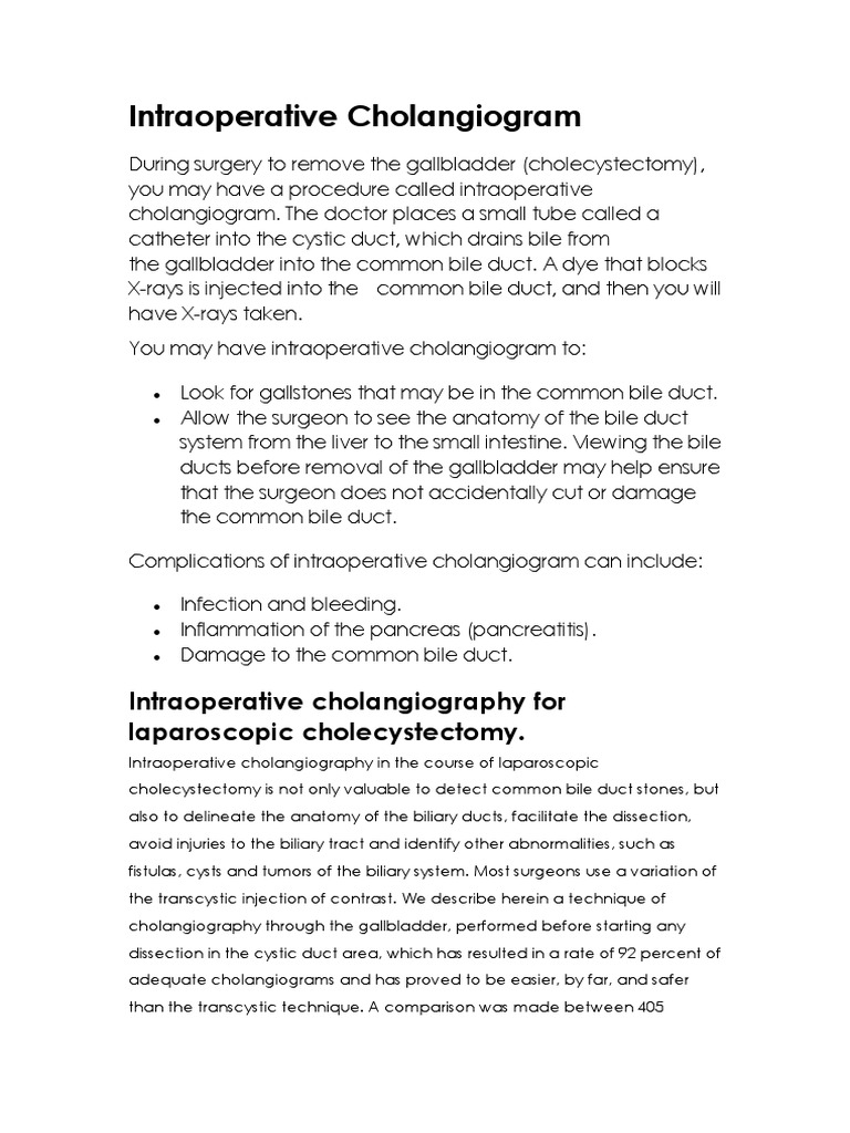 Intraoperative Cholangiogram | PDF | Gallbladder | Digestive System