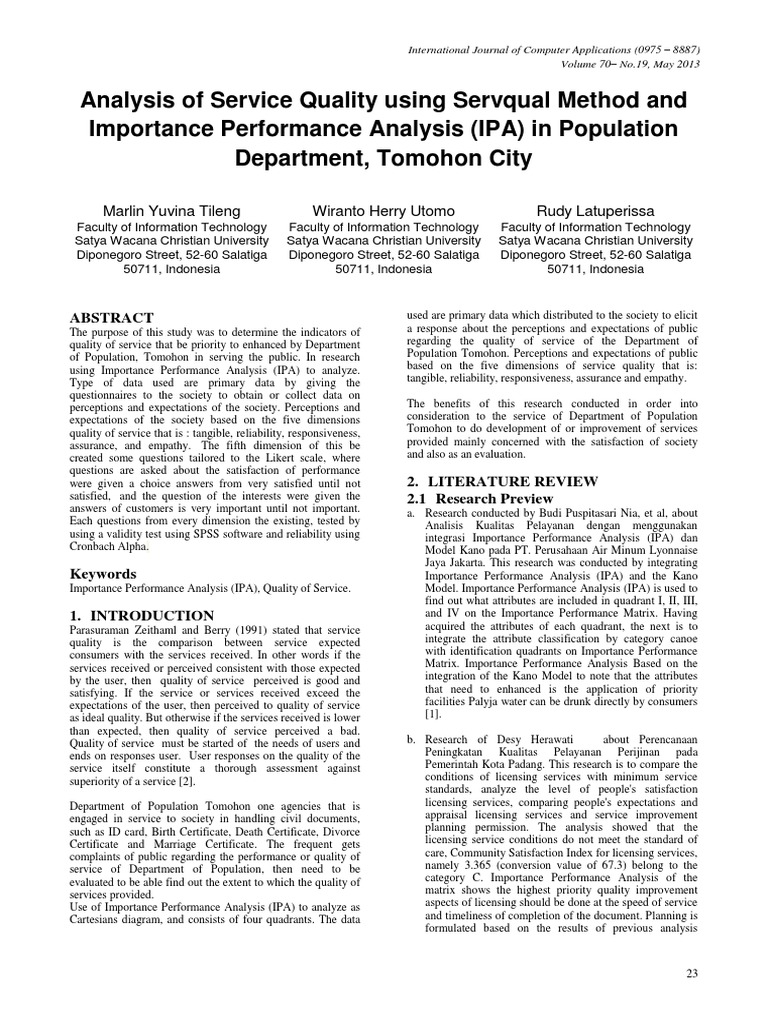 Analysis of Service Quality Using Servqual Method | Cronbach's Alpha ...