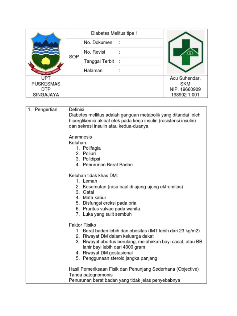 SOP DM Tipe 1 | PDF