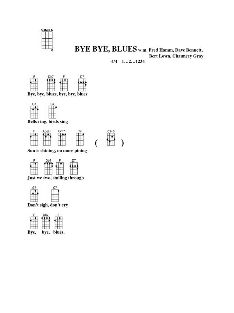 Bye Bye Blues Ukulele Tab
