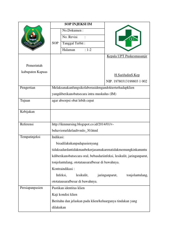 Sop Injeksi Im. | PDF