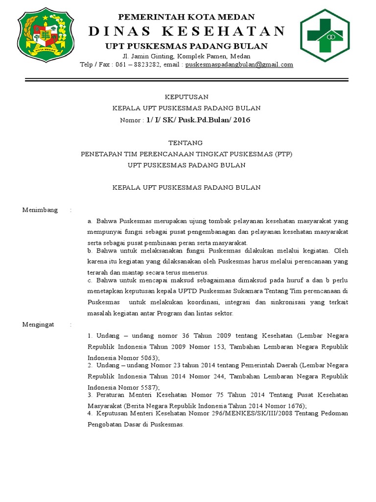 SK Penetapan Tim PTP | PDF