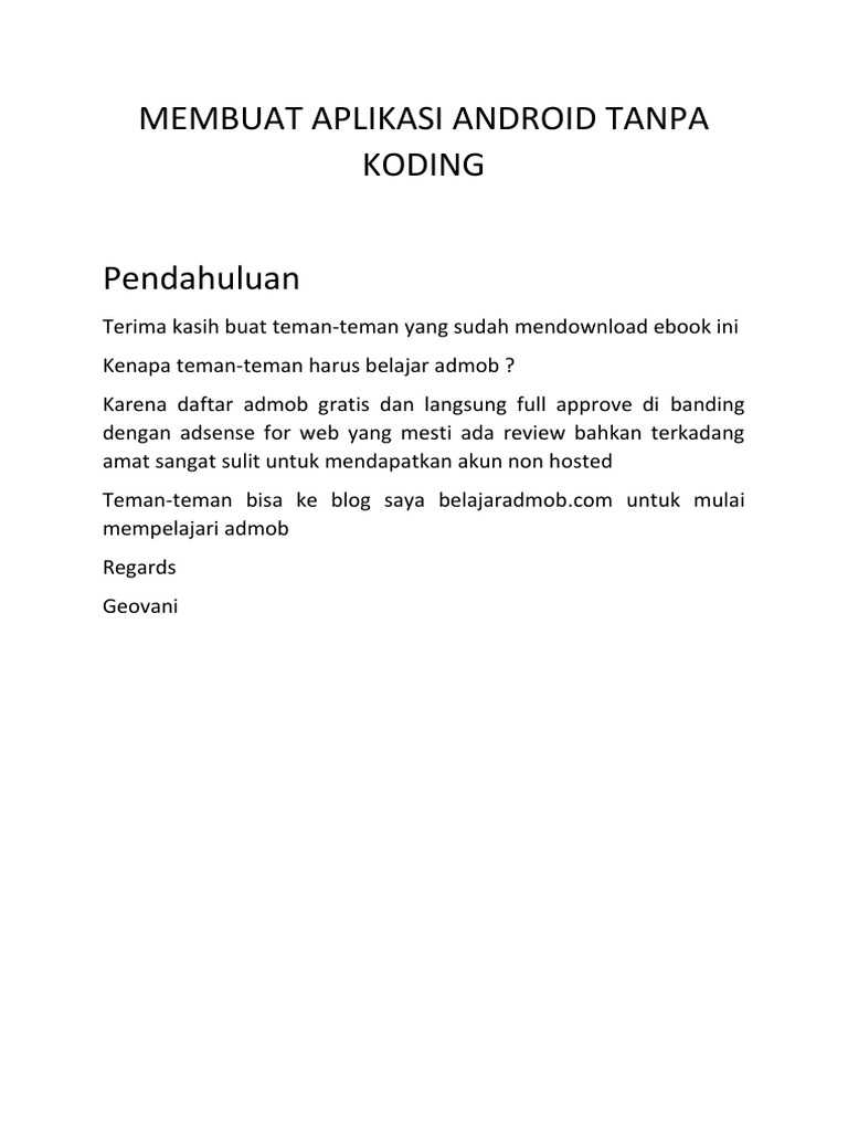 Buat Aplikasi Android Tanpa Koding | PDF