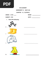EVS Worksheet - Class I (Lesson 4: Clothes) | PDF | Clothing | Nature