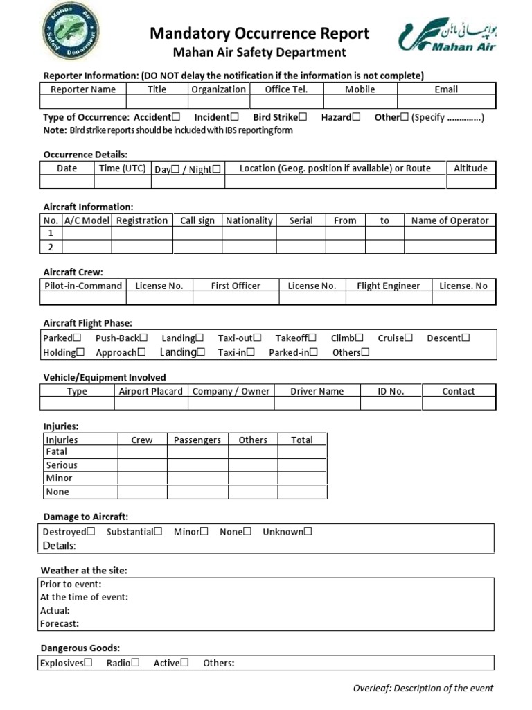 Mandatory Occurrence Report - Occurrence | PDF | Civil Aviation | Accidents