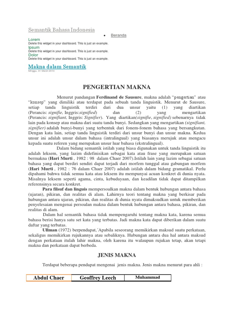 Semantik Bahasa Indonesia | PDF