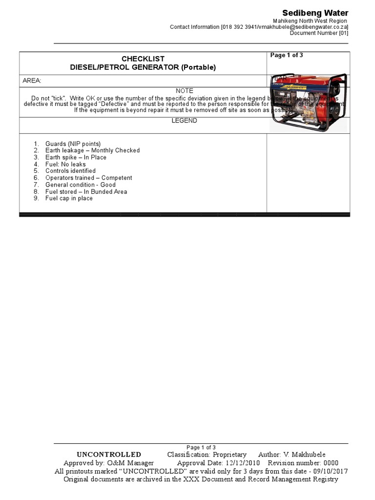 9.21 Diesel Petrol Generator Portable | PDF | Energy And Resource