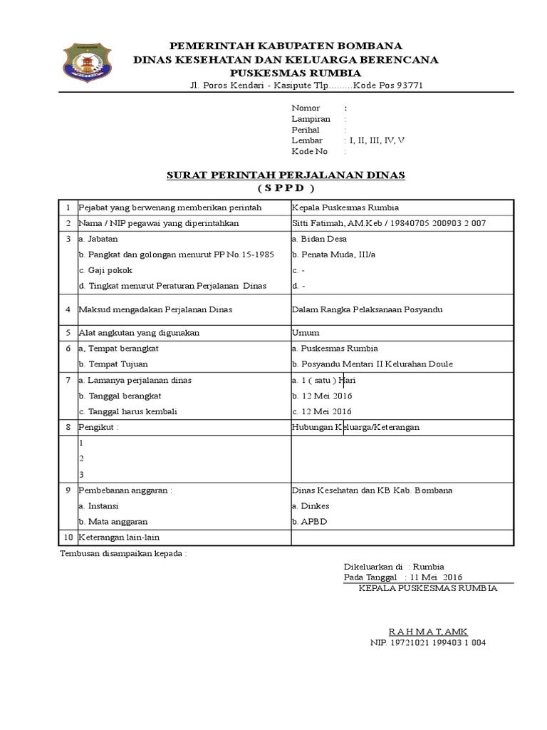 SPPD Depan Belakang OK | PDF