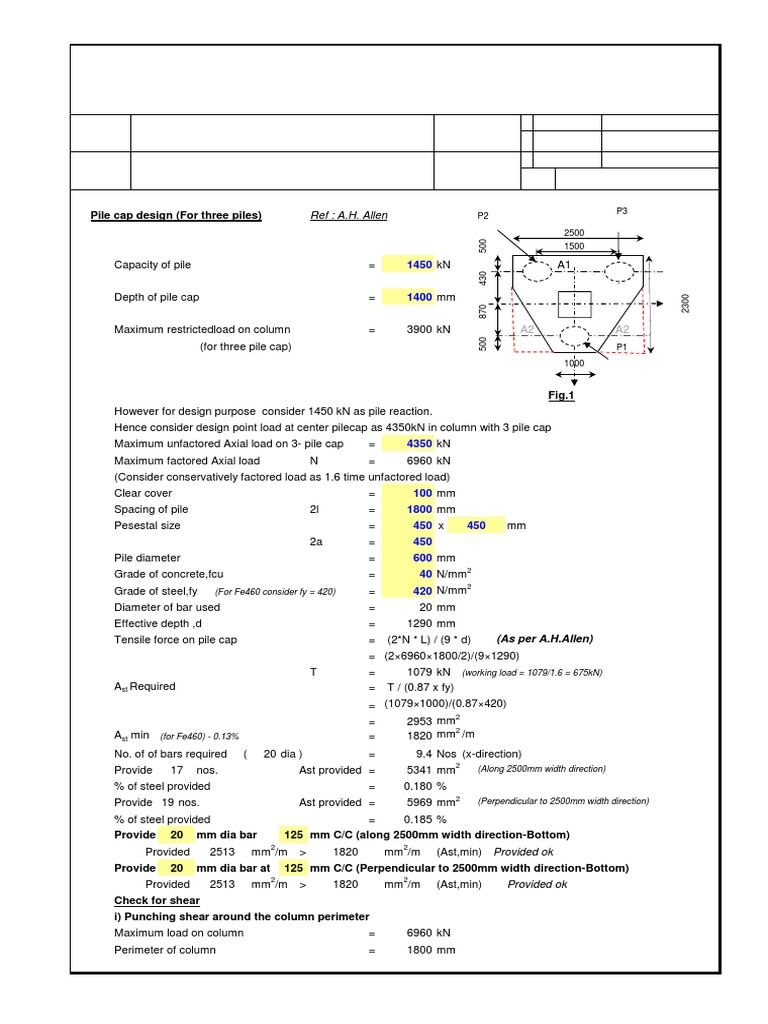 Pile Cap Design | PDF | Deep Foundation | Stress (Mechanics)