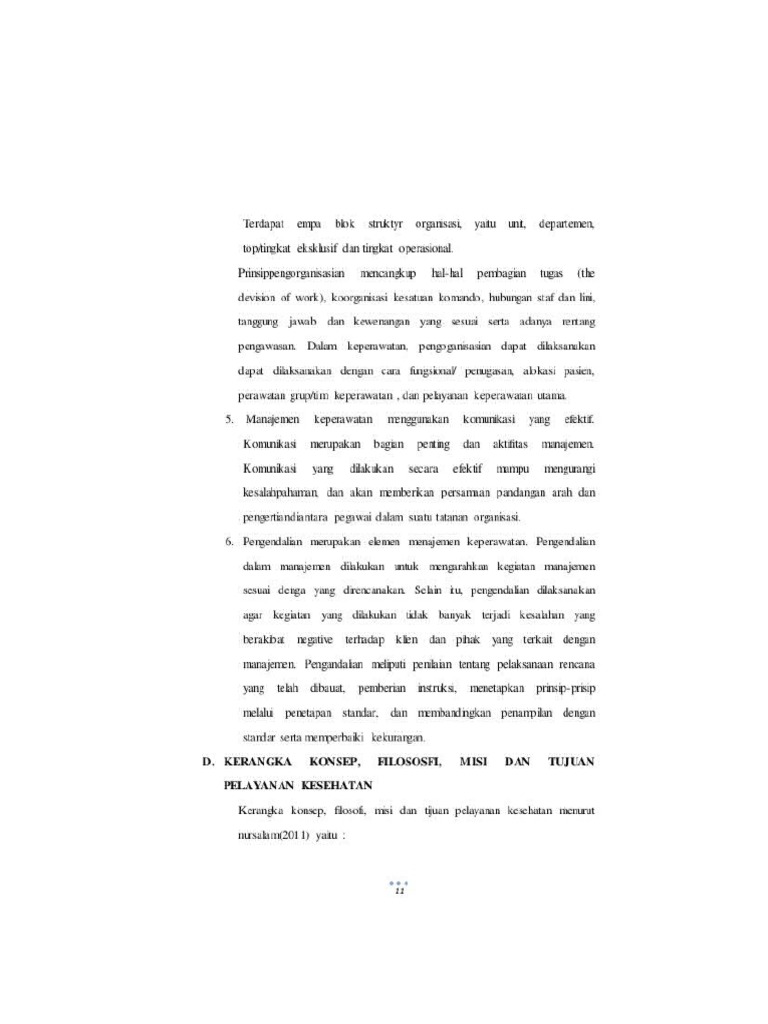 Kerangka Konsep, Filosofi, Dan Tujuan Manajeman Keperawatan | PDF